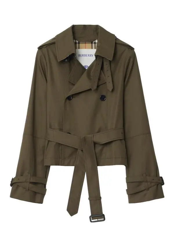 Burberry Cropped Mayfair Trench Jacket - Green Green