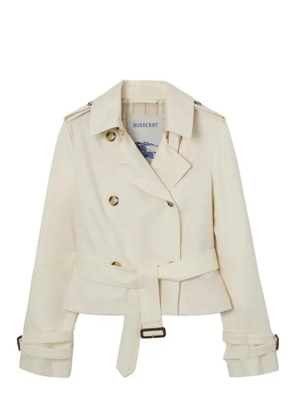Burberry Cropped Mayfair Trench Jacket - Tundra White