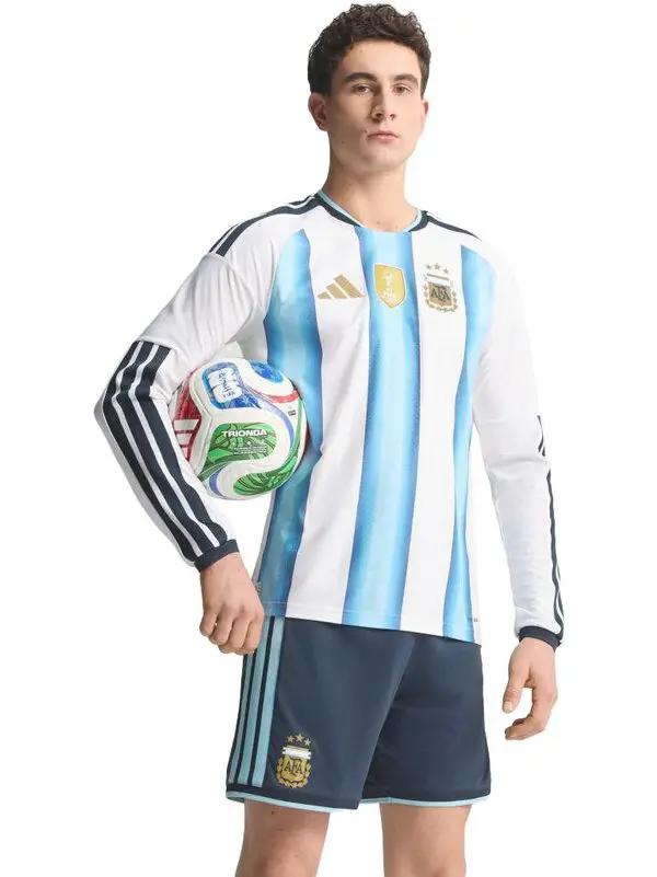 Adidas Argentina 26 Home Authentic Long Sleeve Jersey - White / Icey Blue / Light Blue