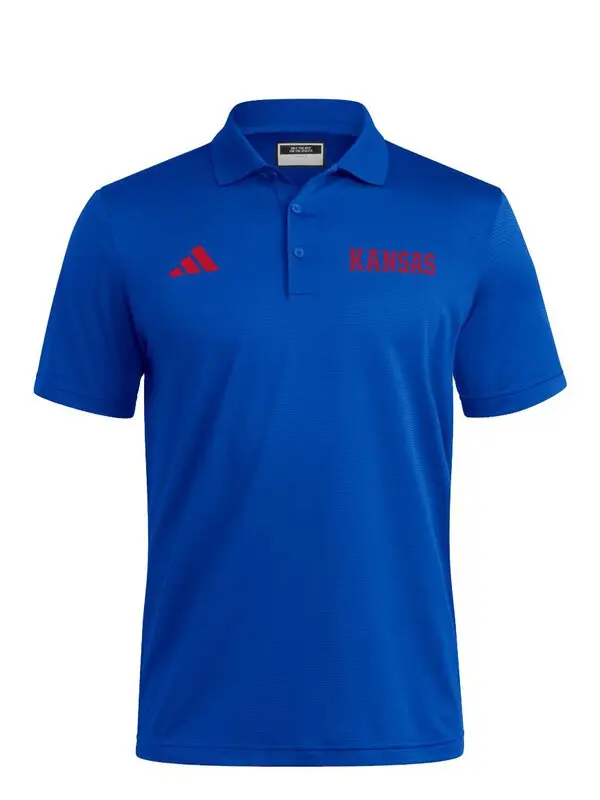 Adidas Kansas Jayhawks Coaches Ottoman Polo - Royal Blue / Team Power Red