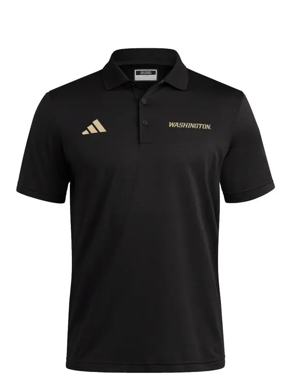 Adidas Washington Huskies Coaches Ottoman Polo - Black / Team Sand