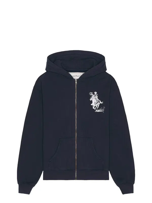 ONE OF THESE DAYS Barbed Zip Up Hoodie - Hard Washed Navy