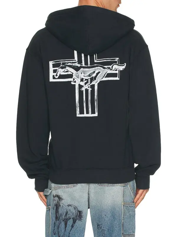 ONE OF THESE DAYS Mustang Cross Zip Up Hoodie - Washed Black