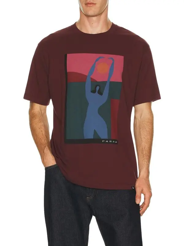 PARRA Protect The Sun T-shirt In Burgundy - Dark Burgundy