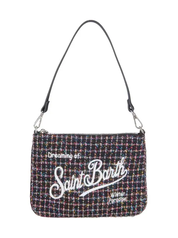 MC2 SAINT BARTH Logo-embroidered Zip-fastening Clutch - Black