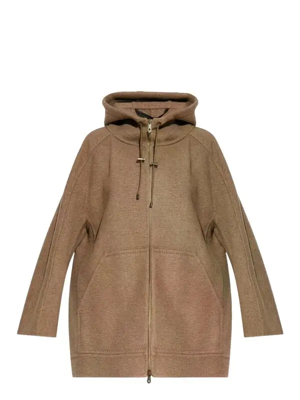 Max Mara Gradi Zip-up Coat With Hood - Brown