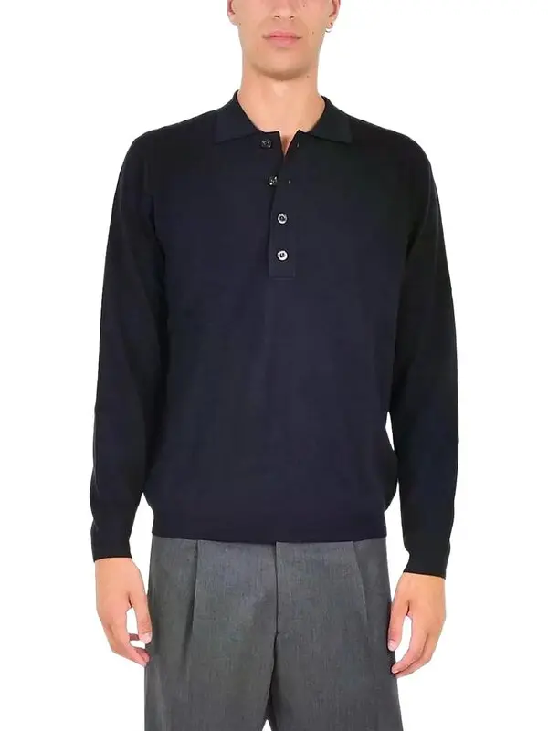 LOW BRAND Long-sleeve Polo Shirt - Blue