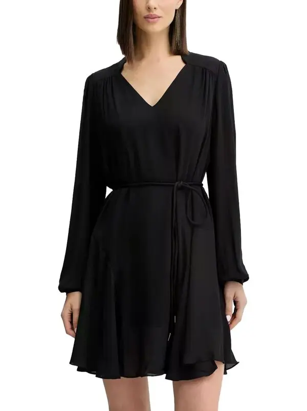 Guess V-neck Tie Mini Dress - Black