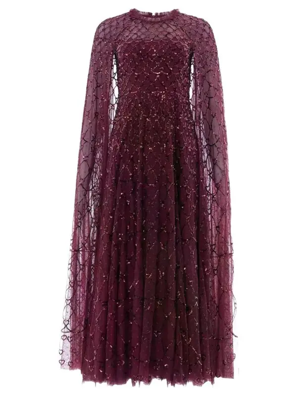 NEEDLE & THREAD Heart-pattern Midi Dress - Red