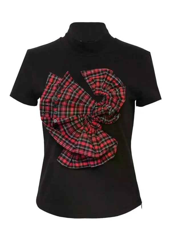 GRACE ELWOOD Cuff-detailed Jersey T-shirt - Black
