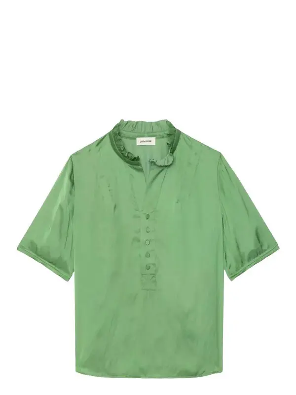 Zadig&Voltaire Topher Ruffled Button Top - Green