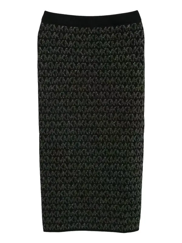 Michael Kors Logo-embroidered Midi Skirt - Black