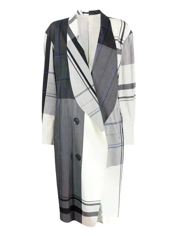 Y’s Check Print Single-breasted Coat - Multicolour