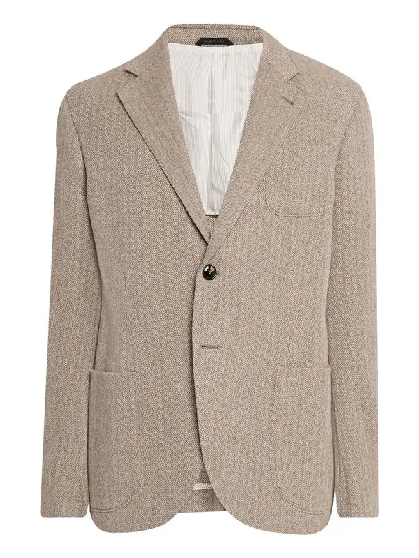 Giorgio Armani Herringbone Cashmere And Virgin Wool Sport Coat - Grey