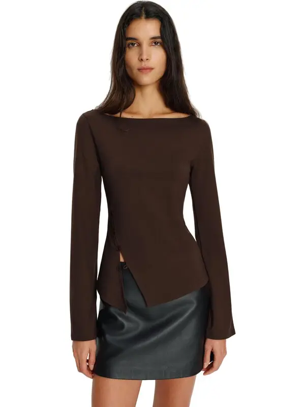 REFORMATION Nicola Knit Top - Brown