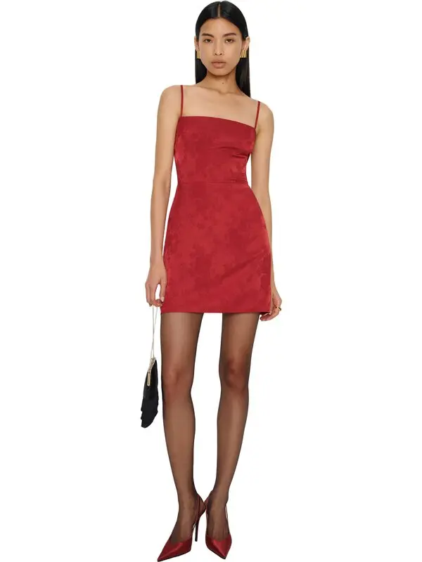 REFORMATION Frankie Silk Mini Dress - Red