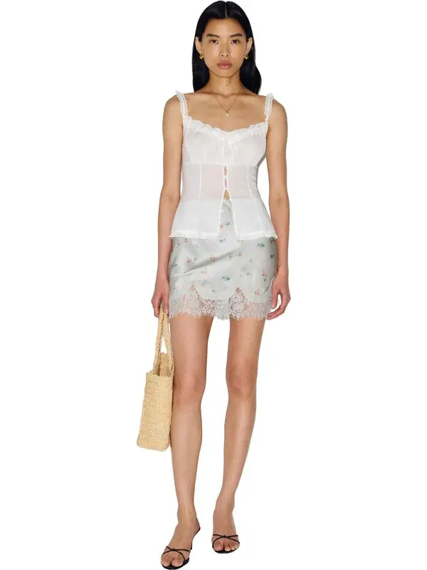 REFORMATION Carolina Silk Mini Skirt - Blue