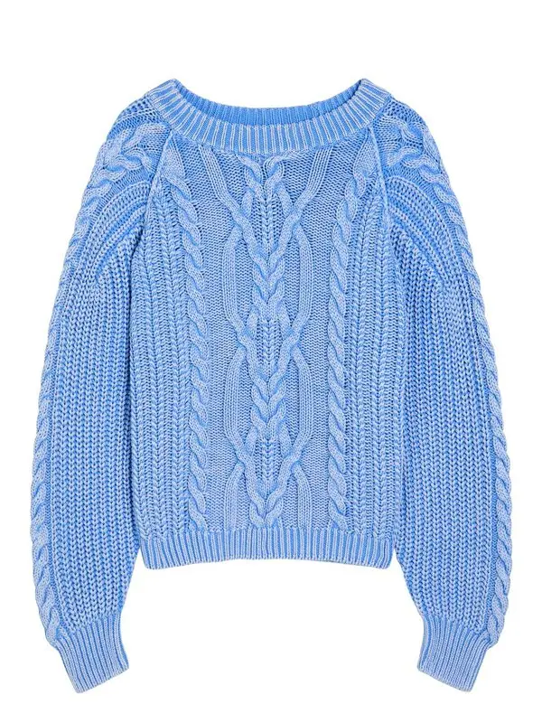 Free People Frankie Cable-knit Cotton Jumper - Blue