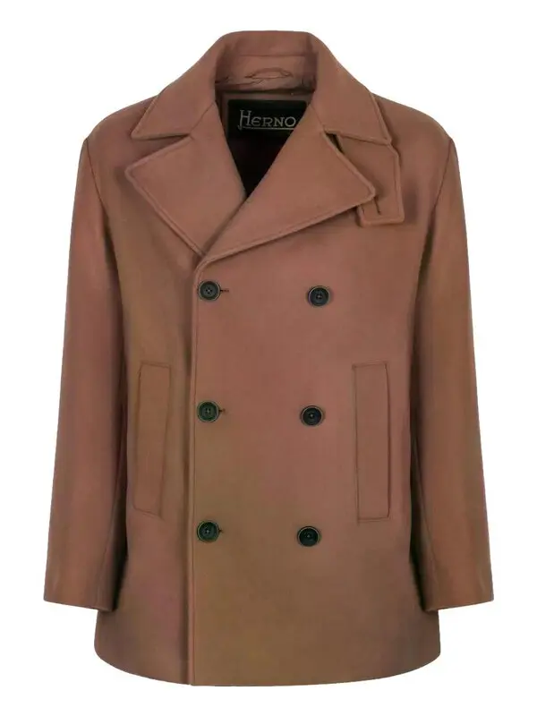 Herno Double-breasted Coat With Classic Collar - Brown