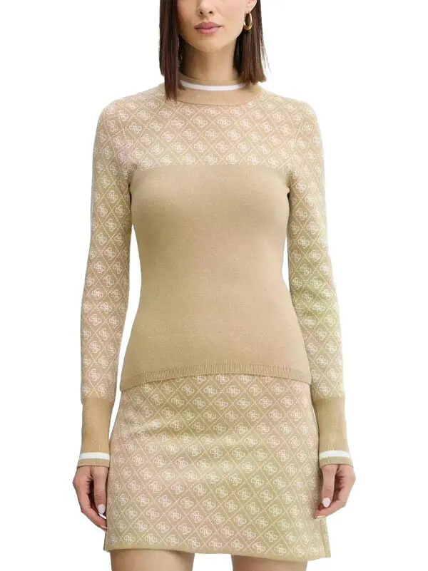 Guess Long-sleeve Mini Dress - Neutrals
