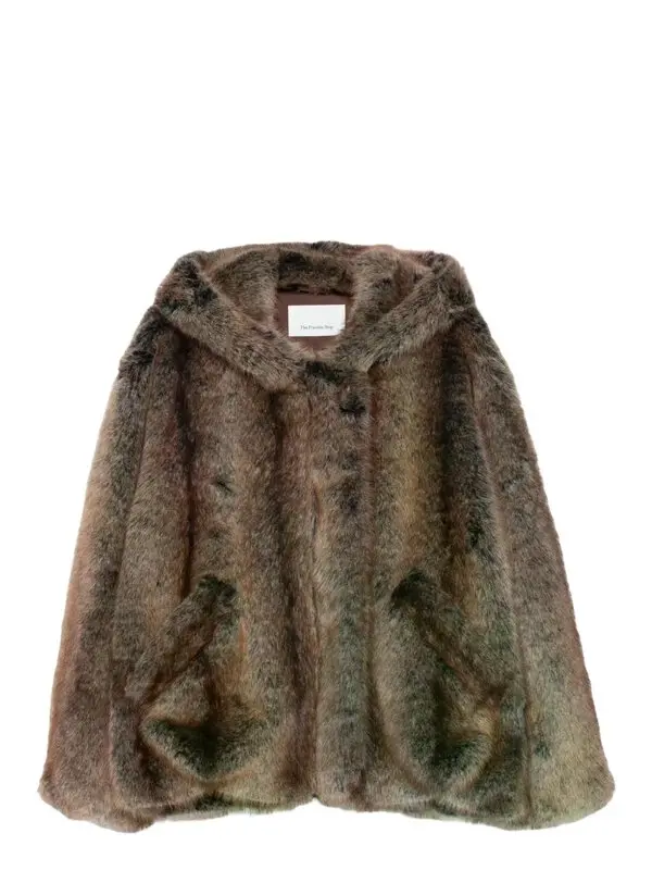 THE FRANKIE SHOP Emma Hooded Faux Fur Jacket - Brown