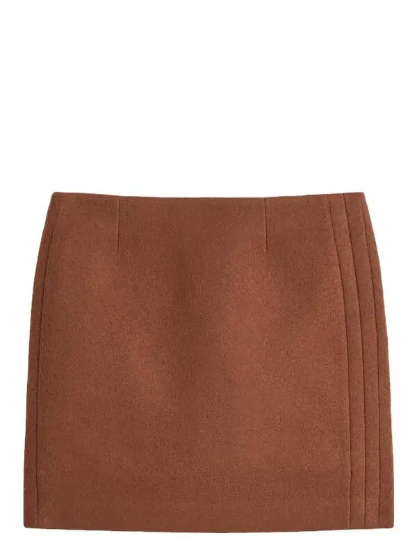 Cos Topstitched Wool Mini Skirt - Brown