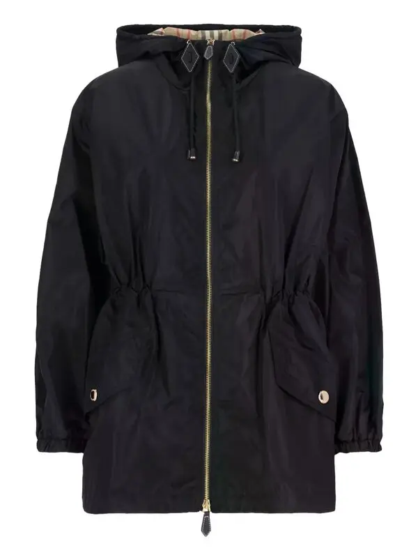 Burberry Hooded Drawstring Coat - Black