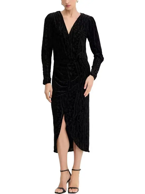 BOSS V-neck Long-sleeve Midi Dress - Black