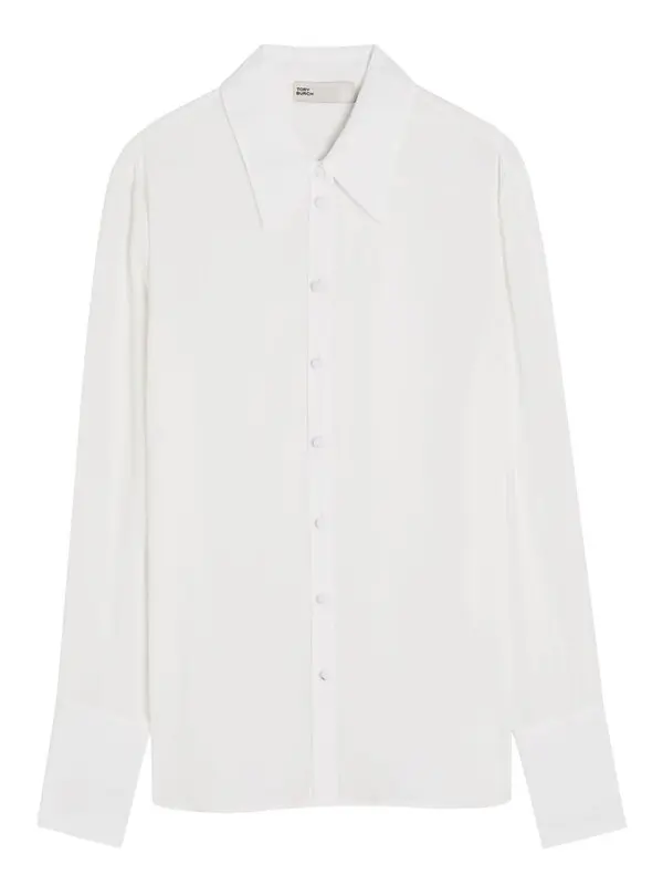 Tory Burch Semi-sheer Crepe-georgette Shirt - Cream