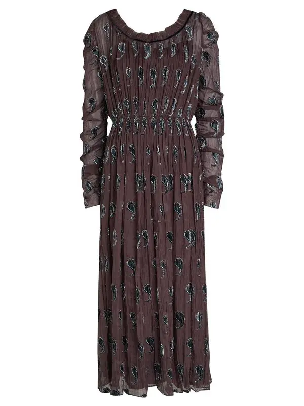 Tory Burch Paisley-devoré Silk-blend Midi Dress - Brown