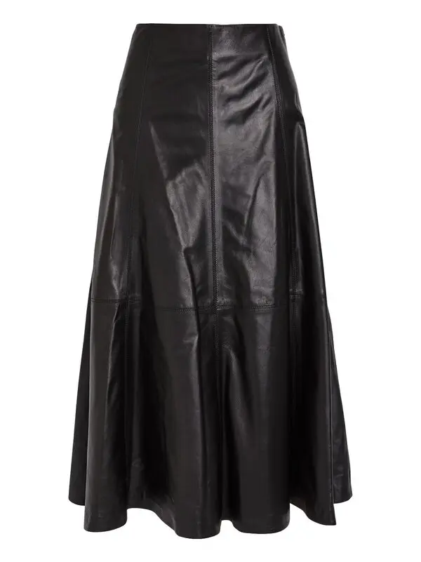 Simkhai Ryma Panelled Leather Midi Skirt - Black