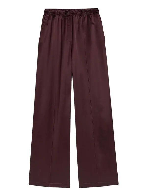 Tory Burch Pintuck Wide-leg Satin Trousers - Dark Red
