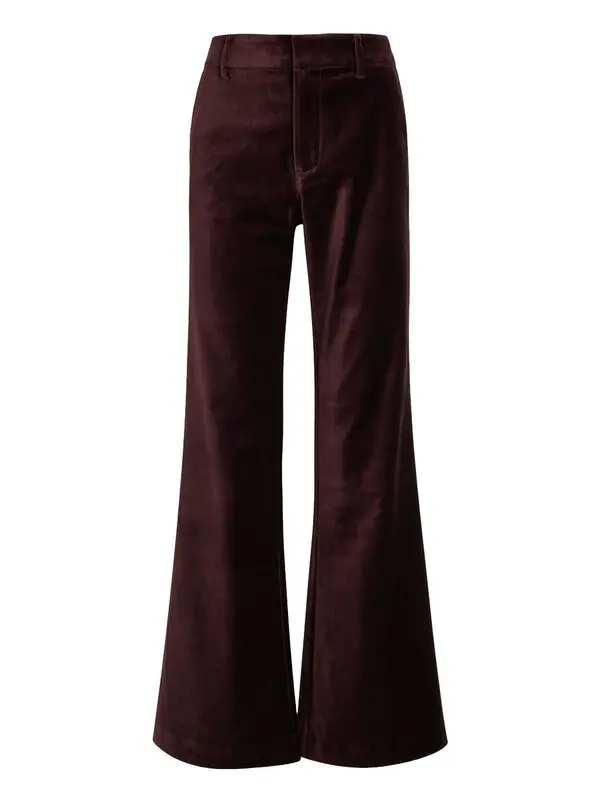 Paige Marlow Flared-leg Velvet Trousers - Aubergine