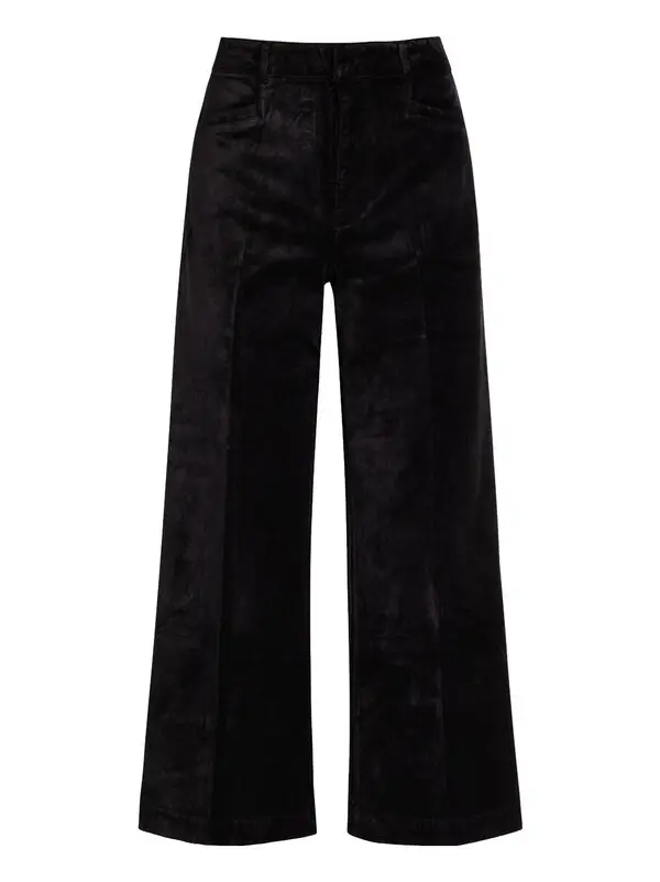 Paige Anessa Wide-leg Velvet Trousers - Black