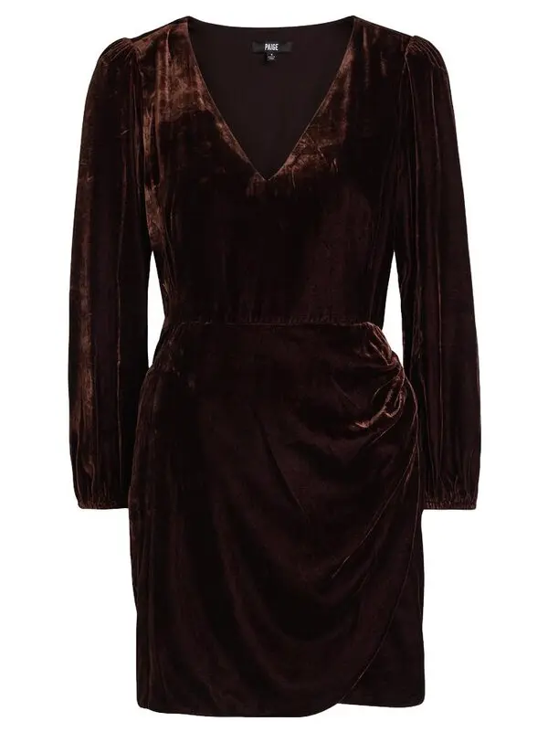 Paige Lawry Draped Velour Mini Dress - Aubergine