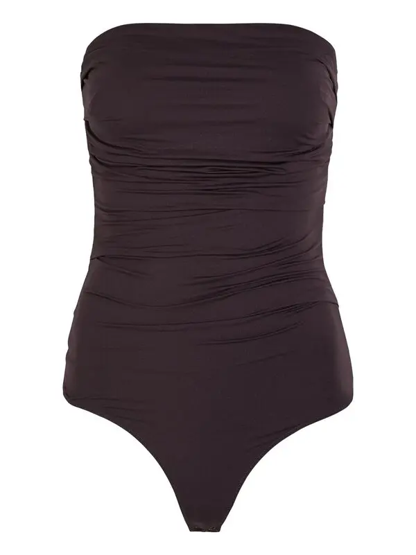 AGOLDE Gwyneth Ruched Bodysuit - Brown