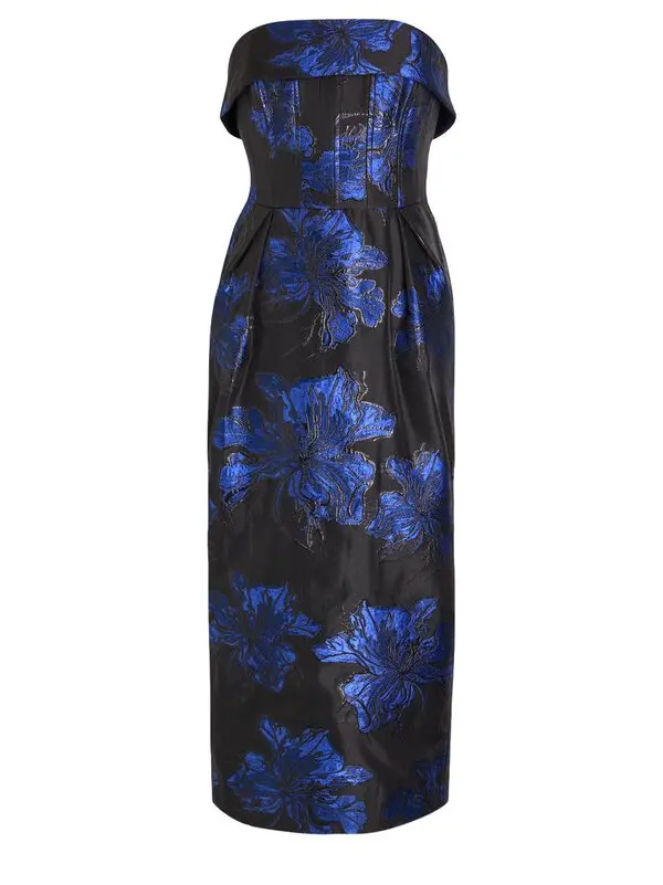 Rebecca Vallance Alexandra Floral-jacquard Woven Midi Dress - Navy