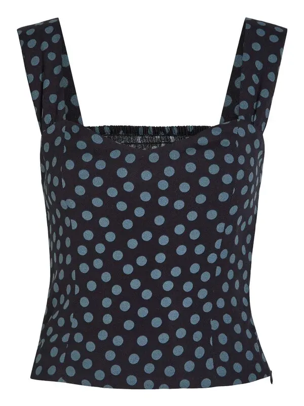 REFORMATION Hester Polka Dot Crepe Top - Black