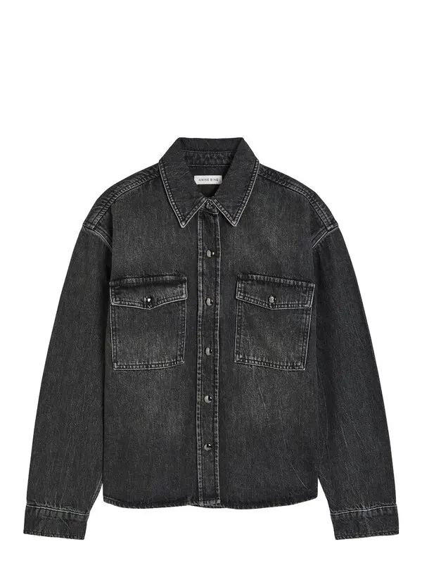 ANINE BING Paxton Washed Denim Shirt - Black