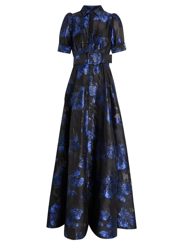 Rebecca Vallance Alexandra Floral-jacquard Woven Maxi Dress - Navy