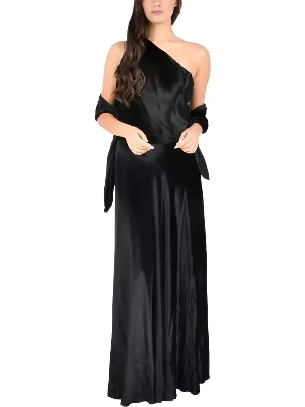 Alberta Ferretti Asymmetric Maxi Dress - Black