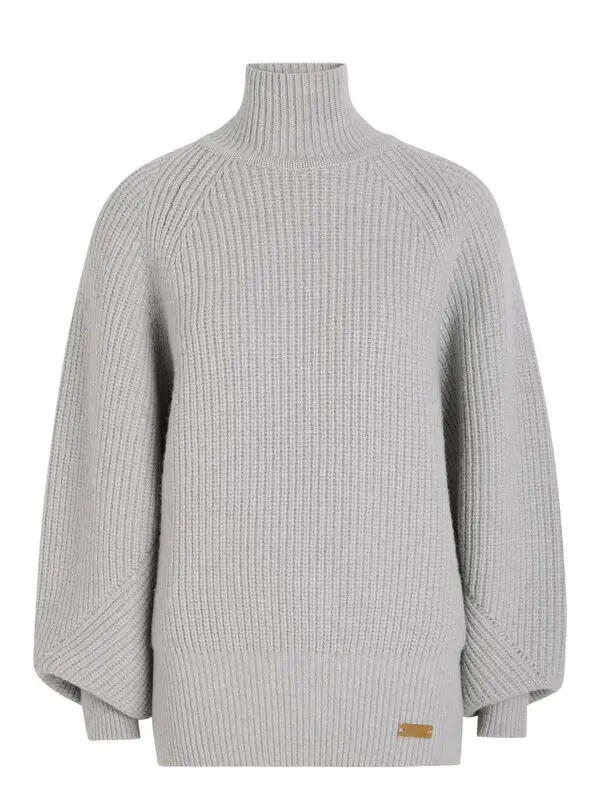 Balmain Batwing Ribbed Wool Jumper - Grey