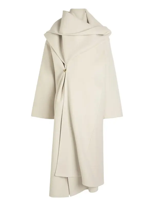 Calvin Klein Scarf-effect Wool And Cashmere-blend Coat - Ivory