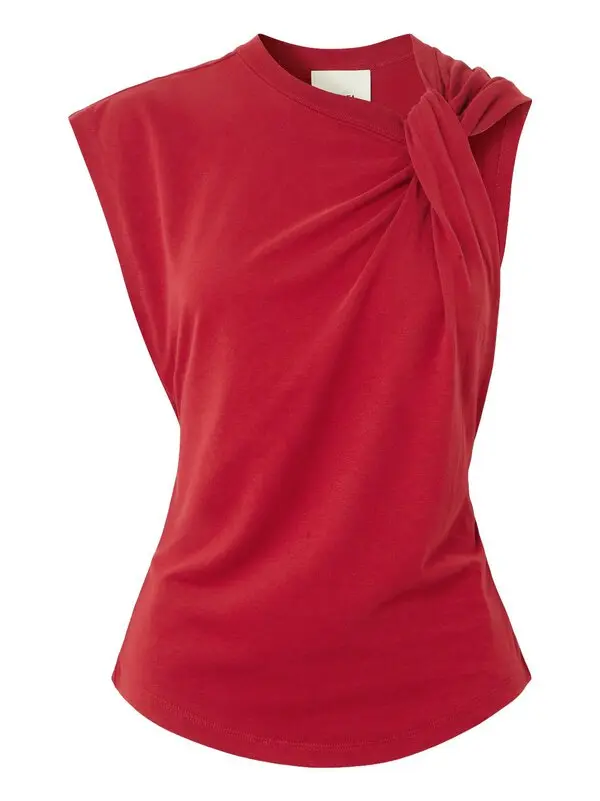 Isabel Marant Nayda Knotted Cotton-jersey Top - Red