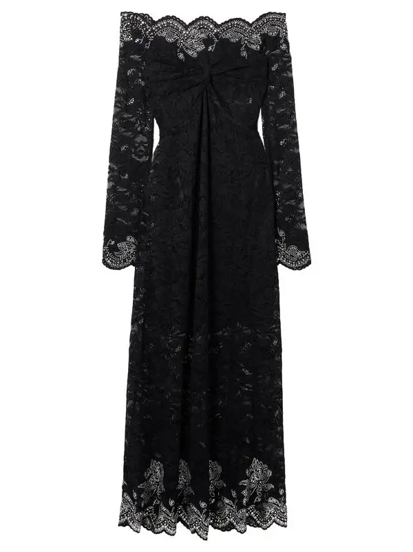 Rabanne Studded Stretch-lace Midi Dress - Black