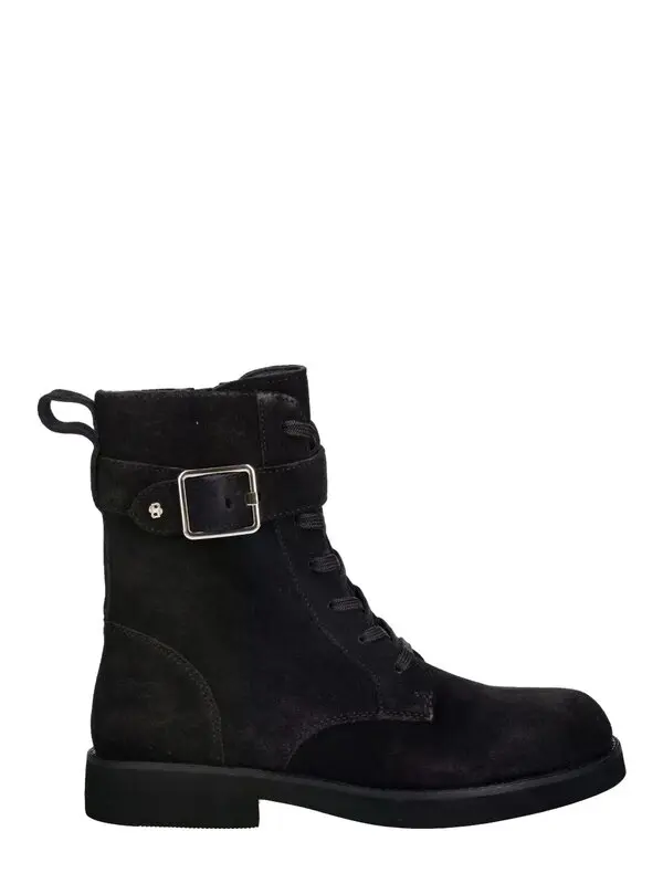 BOSS Buckle Lace-up Combat Boots - Black