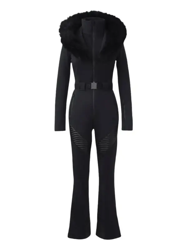 Mackage Fitted Fleece Ski Suit With Fur Trimmed Hood - Black