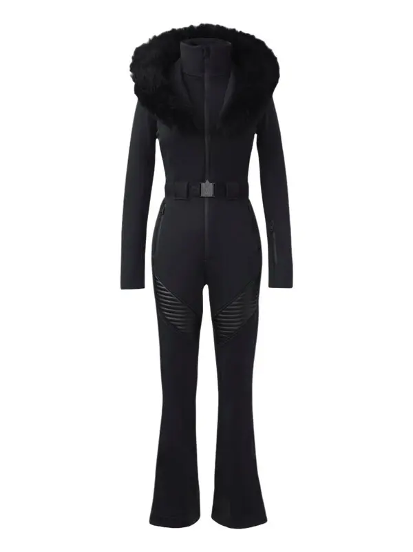 Mackage Fitted Fleece Ski Suit With Fur Trimmed Hood - Black