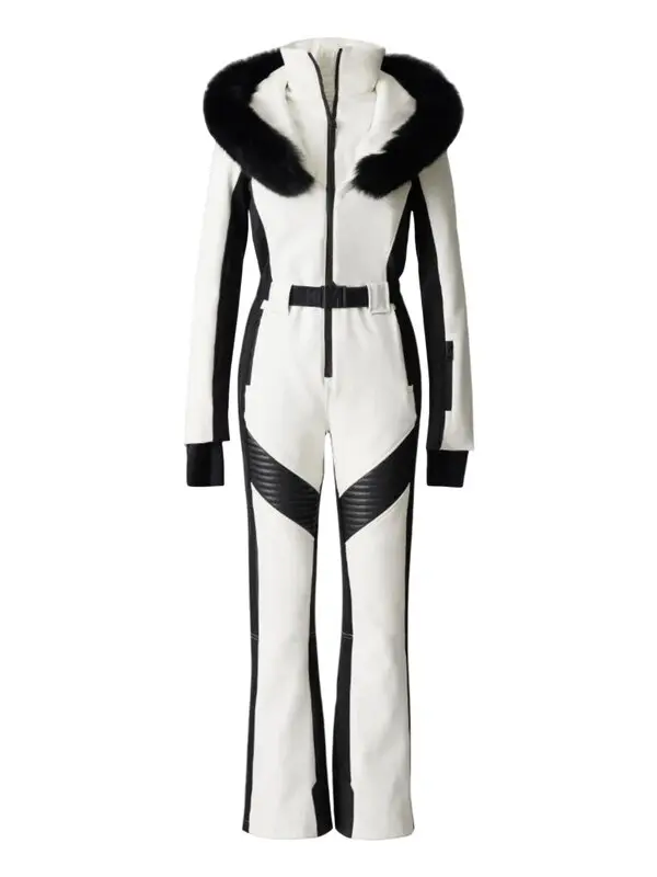 Mackage Fitted Fleece Ski Suit With Fur Trimmed Hood - Off White