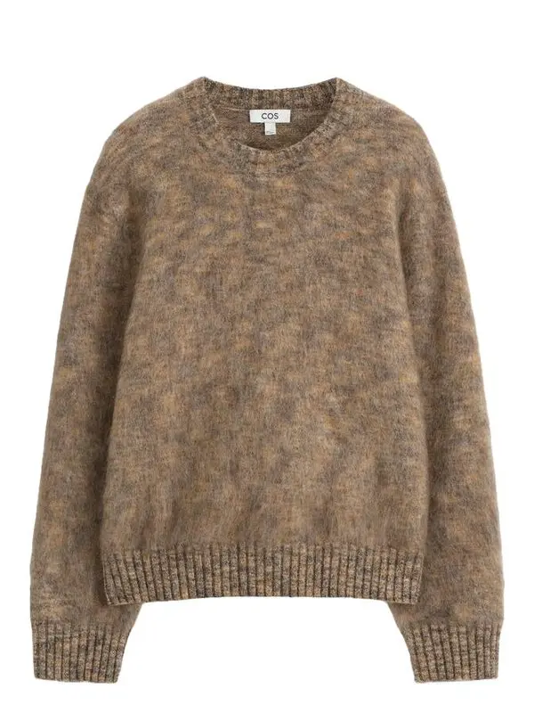Cos Space-dyed Mohair-blend Crew-neck Sweater - Brown